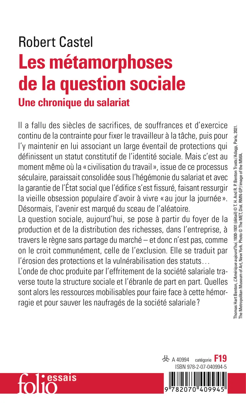 Livre Les Métamorphoses de la question sociale | Folio Livre Les Métamorphoses de la question sociale | Folio