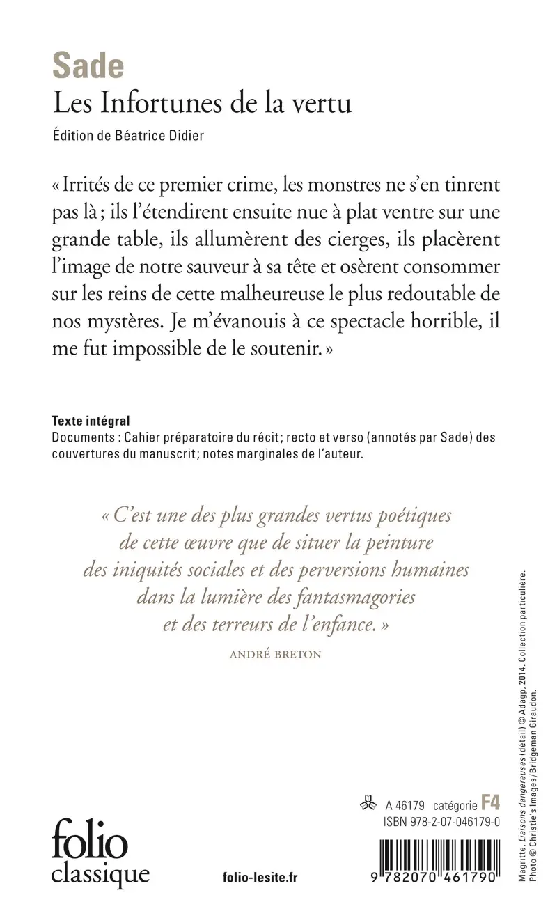 Livre Les Infortunes De La Vertu Folio